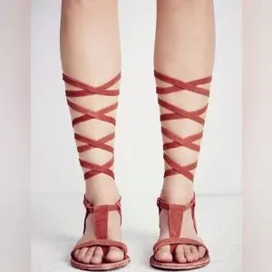 Free People | Shoes | Free People Sz 4 Dahlia Gladiator Leather Laceup ...